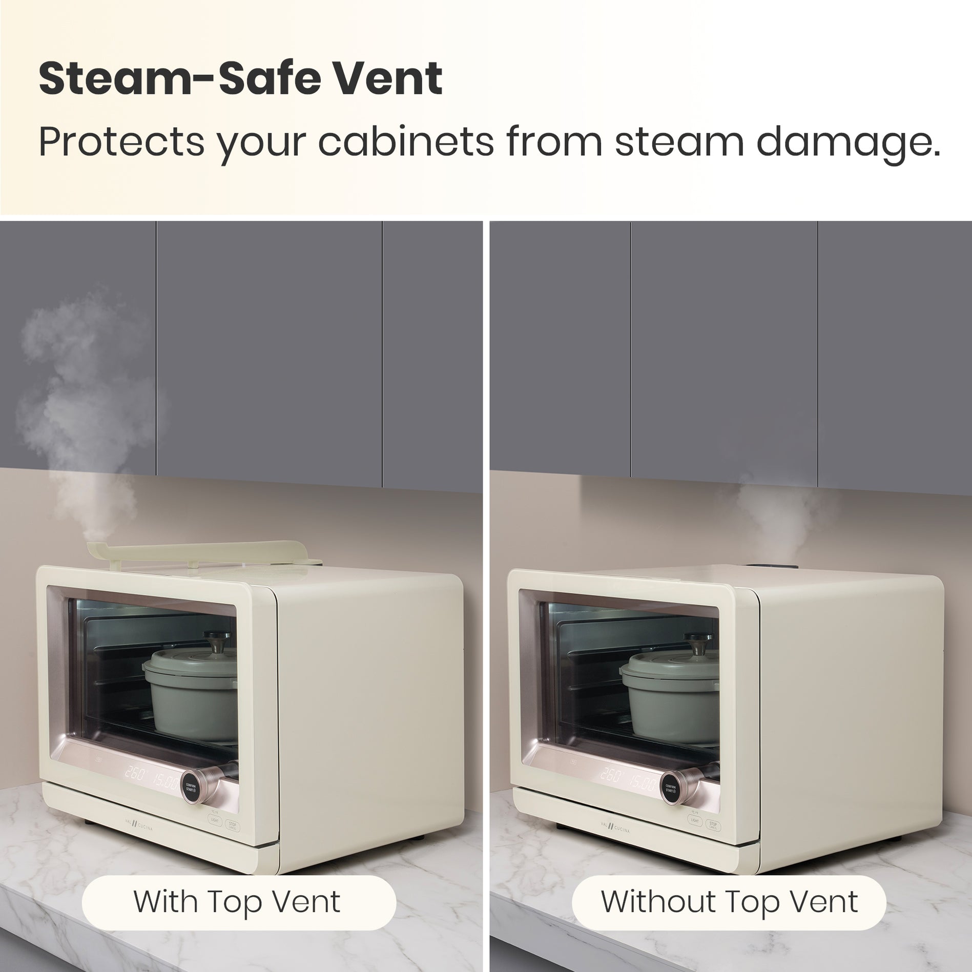 Val Cucina Milan Series 7-in-1 Steam Convection Oven – Cream White Fin