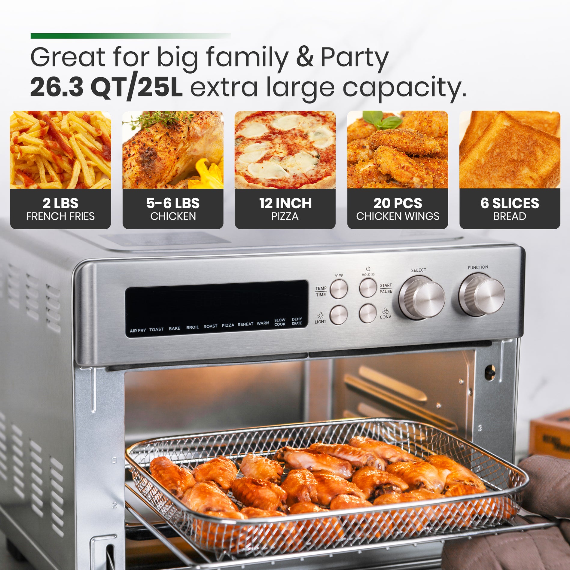 VAL CUCINA 10-IN-1 AIR FRYER TOASTER OVEN - BRUSHED STAINLESS STEEL ...