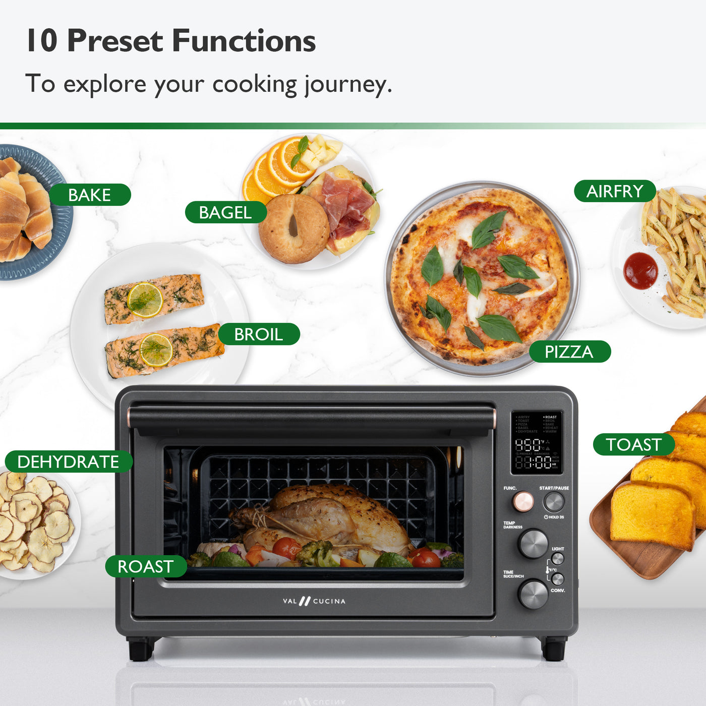 Val Cucina 10-in-1 Clean Air Fryer Toaster Oven Combo