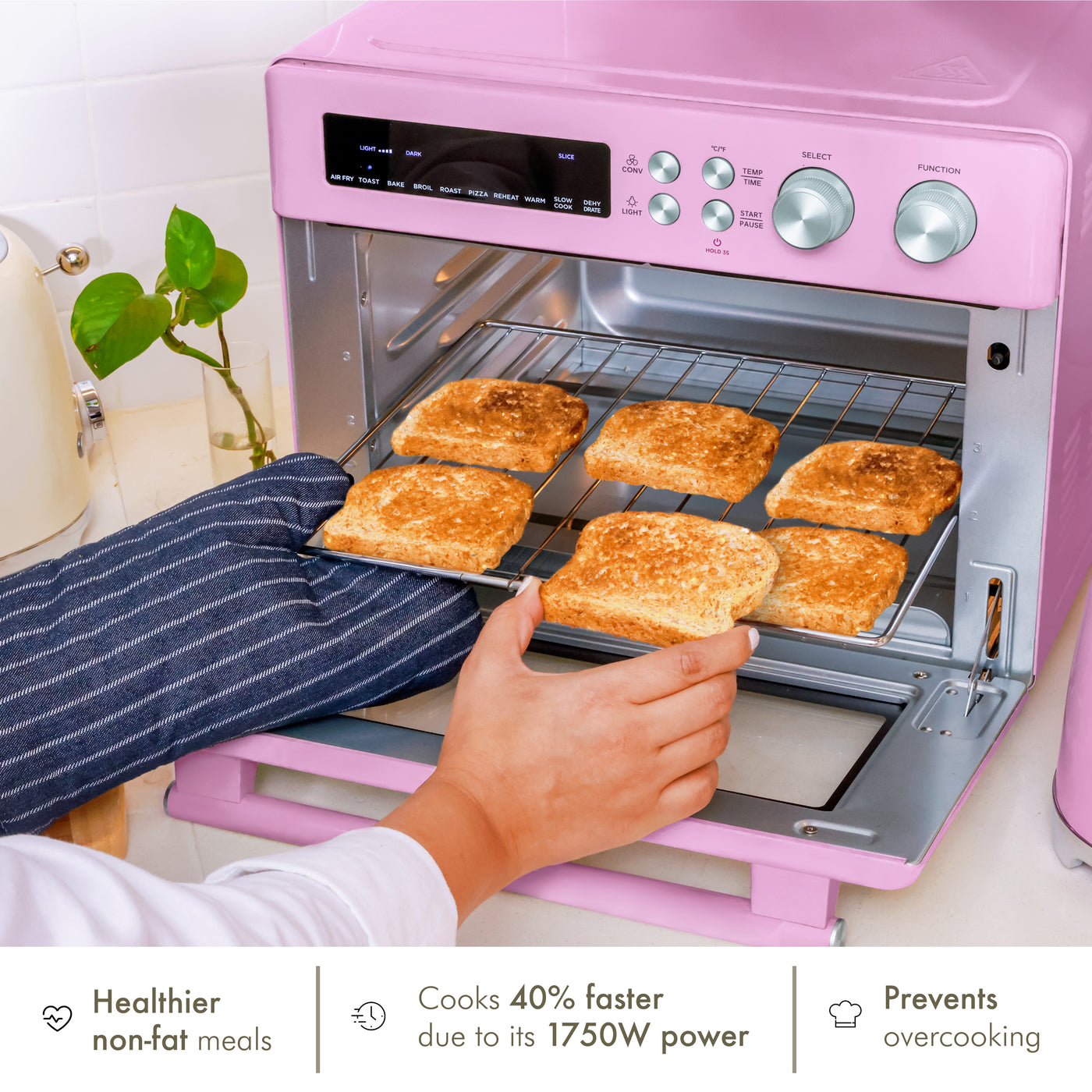 Val Cucina Roma 10-in-1 Retro Pink Air Fryer Toaster Oven